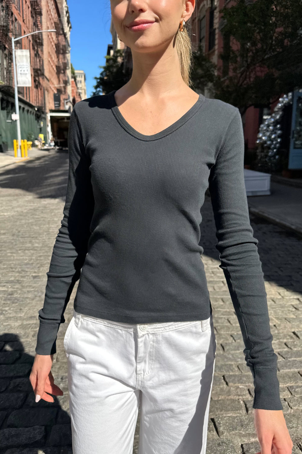 Leah V Neck Top Brandy Melville Uk